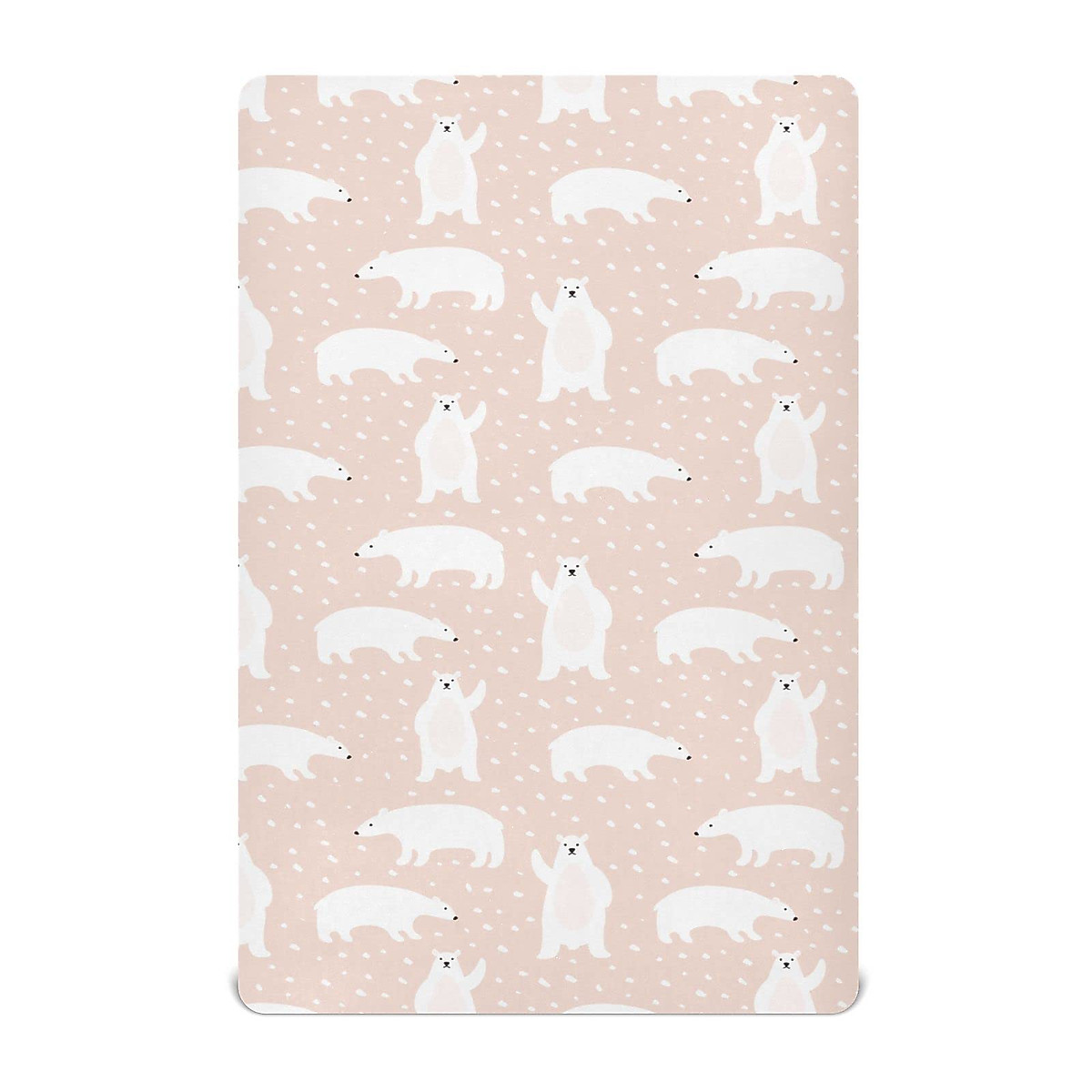 Soft Baby Boy Fitted Crib Sheets for Baby Girl Beige Cute Polar Bears Standard Crib Sheets Portable Mini Bassinets Sheets