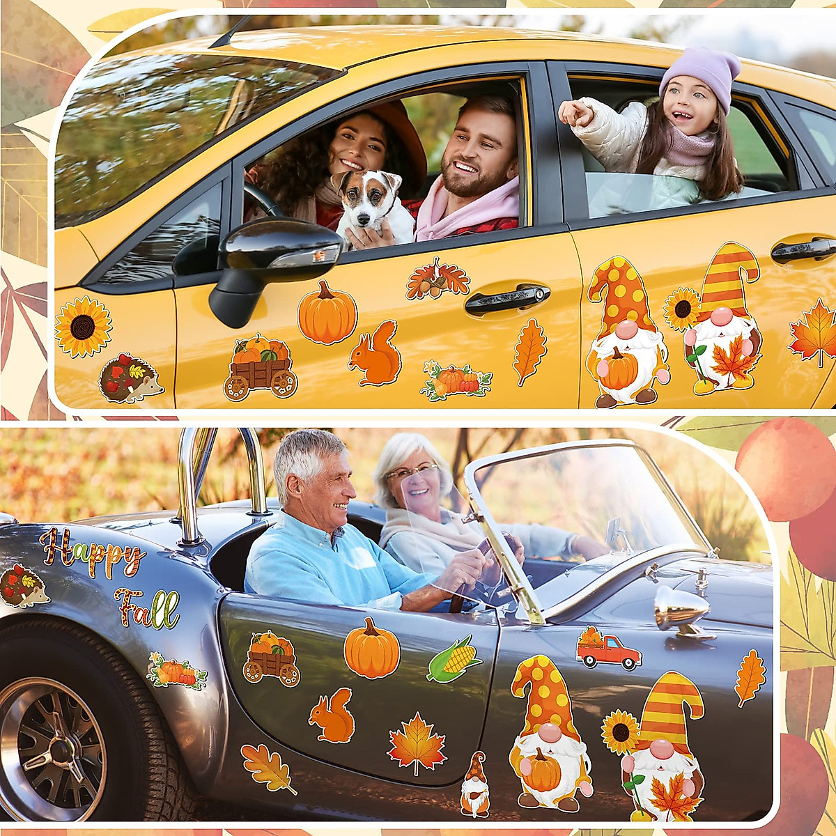 25 Pieces Happy Fall Magnets Gnome Pumpkin Fridge Magnets Fall Theme Car Refrigerator Decals Holidays Magnetic Stickers Autumn Leaves Acorn Harvest Decoration Fall Theme Thanksgiving Decoration