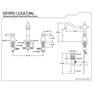 Kingston Brass KS1977AL 8 in. Widespread Bathroom Faucet, Brushed Brass, 7-9/16 Inch in Spout Reach