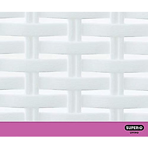 Superio Woven Plastic Storage Basket Box with Handles- Wicker Home Organizer Shelf Bins for Closet- Use for Socks, Jeans, Undershirts, Belts, Accessories (9 Quart, White)