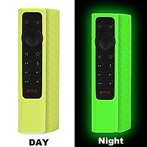2-Pack AKWOX Protective Remote Cover Case for NVIDIA Shield TV Pro/4K HDR Remote Controller Series, Light Weight Shockproof Anti-Slip Silicone Skin with Hand Strap - Night Glow Blue/Green