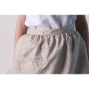 Making Believe Cream Calico Waist Half Apron with Pocket for Girls and Teens for Pioneer Peasant Costume