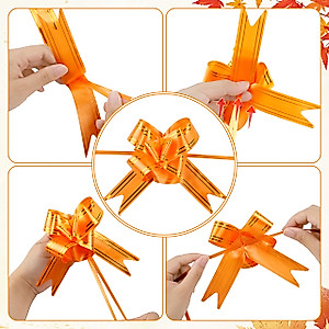 MIMIND 12 Pieces Fall Thanksgiving Large Basket Bags Cellophane Gift Bags Bulk 19.7 x 27.6 Inch Fall Plastic Gift Wrap Bags with 12 Pull Bows 20 Twist Ties for Thanksgiving Gift Baskets