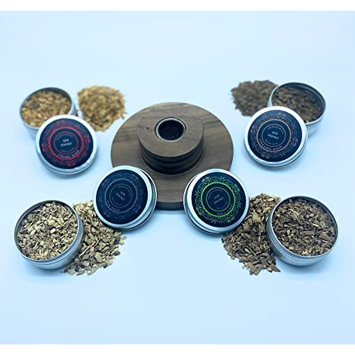 Aim Smoke Large Cocktail Smoker Kit - Chimney style Smoker with four large containers of Apple, Cinnamon, Cherry and Oak wood for Cocktails, Whiskey, & Bourbon., Black