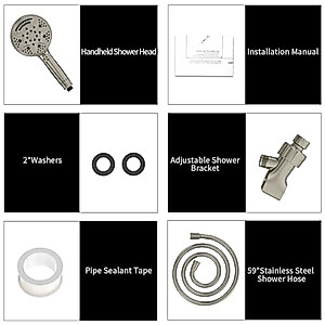 VANTENCY Shower Head with Handheld,9 Function Settings with Power Jet Wash Modes High Pressure Shower Heads,59" Stainless Hose and Adjustable Bracket (Brushed Nickel)