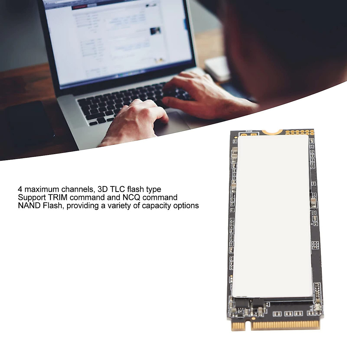 M.2 K300 SSD, M.2 M Key Interface Various Capacities PCB Material Plug and Play Computer SSD for Laptop for Desktop PC 512GB