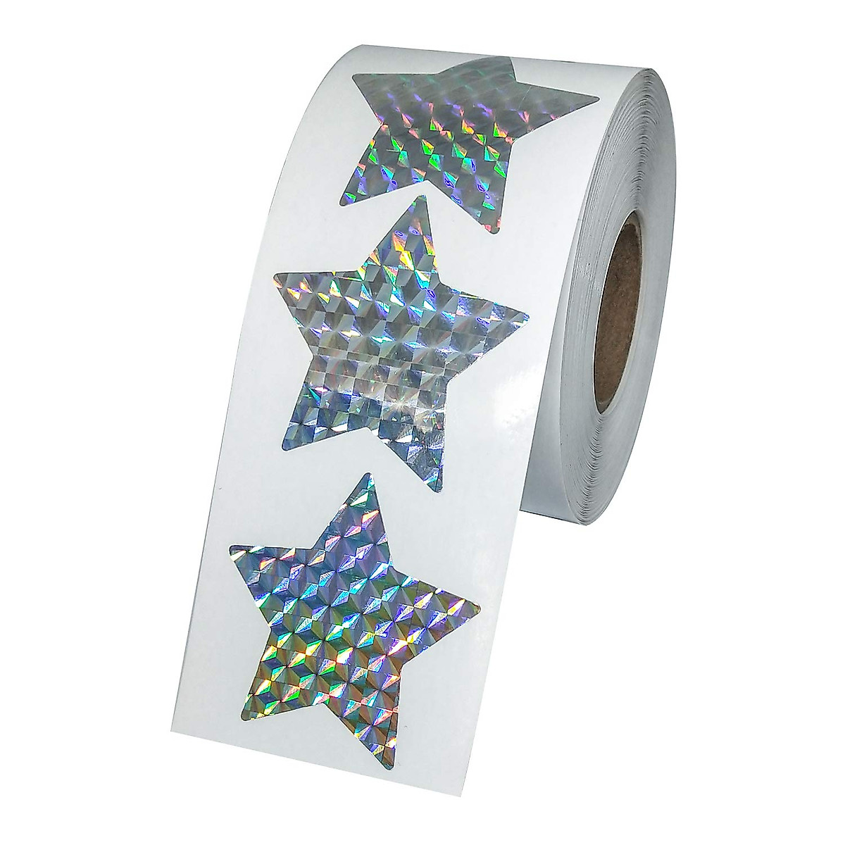 Glitter Foil Metallic Star Stickers Labels,Christmas Metallic Silver Star Stickers Self-Adhesive Scrapbooking Party Favors Teacher Supplies,DIY Decoration for Party, Kids, Office (500pcs/roll)