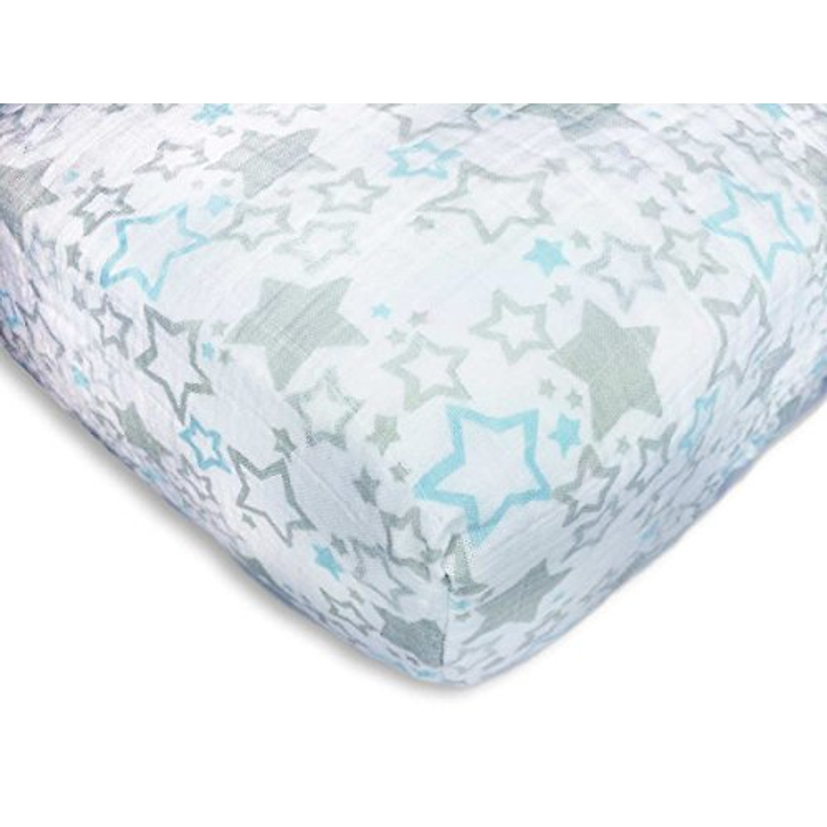 SwaddleDesigns Softest Cotton Muslin Fitted Crib Sheet/Toddler Sheet for Baby Boy & Girl, Blue & Sterling Starshine