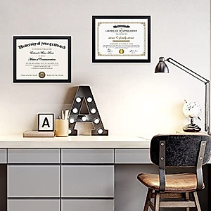 upsimples 8.5x11 Picture Frame Certificate Document Frame with High Definition Glass ,5 Pack Diploma Frames for Wall and Tabletop,Black