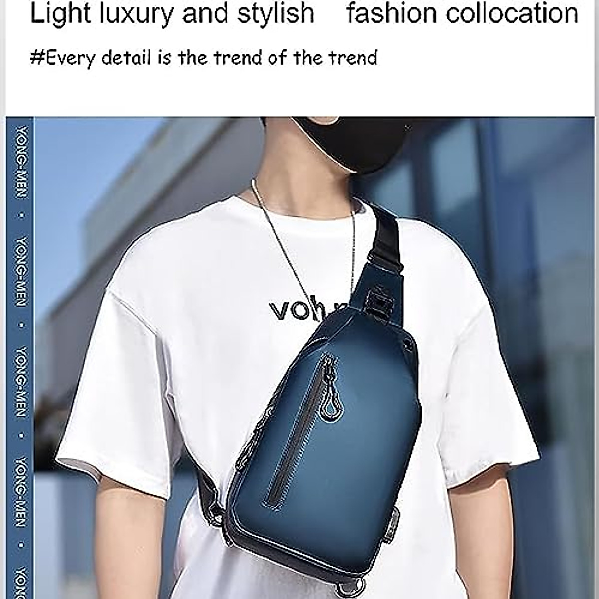 Waterproof Shoulder Bag, Leather Sling Bag for Men and Women, Chest Crossbody Daypack, Multipurpose Cross Body Chest Bag (Black)