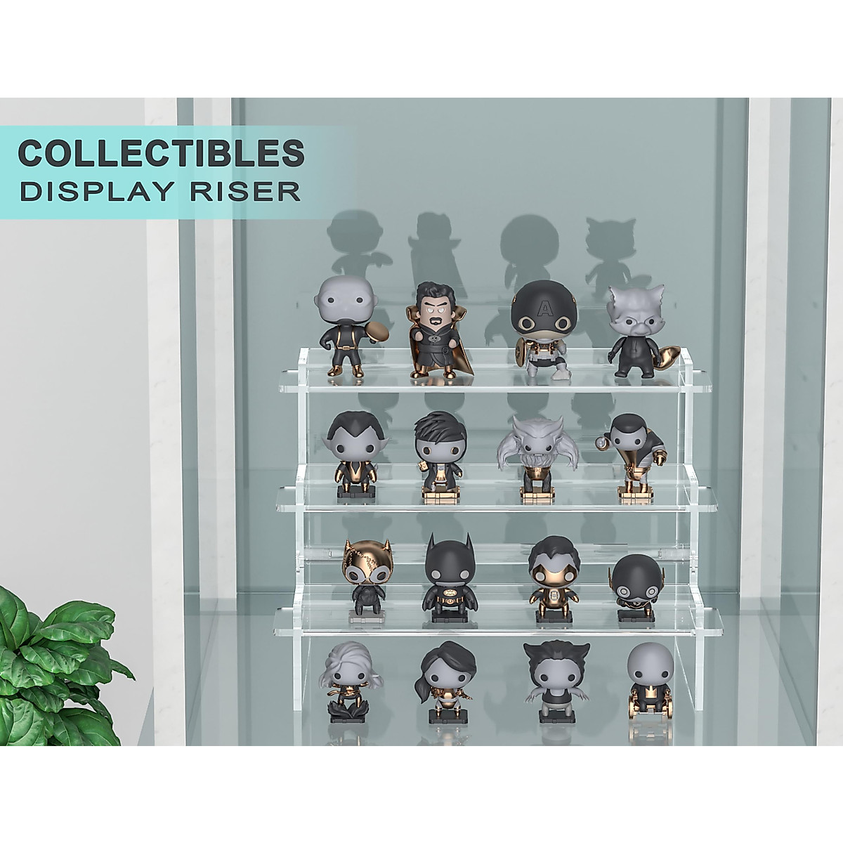 Meteou Acrylic Display Risers, 9.5'' Perfume Organizer Clear Riser Compatible with Funko POPs, Nendoroids, Action Figures, Cupcake Stand Lotion Holder Skincare Organizer Tiered Display Table Stand