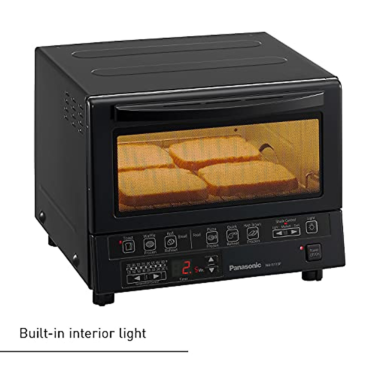 Panasonic NB-G110P-K Toaster Oven FlashXpress with Double Infrared Heating and Removable 9-Inch Inner Baking Tray, 1300W, 4-Slice, Black