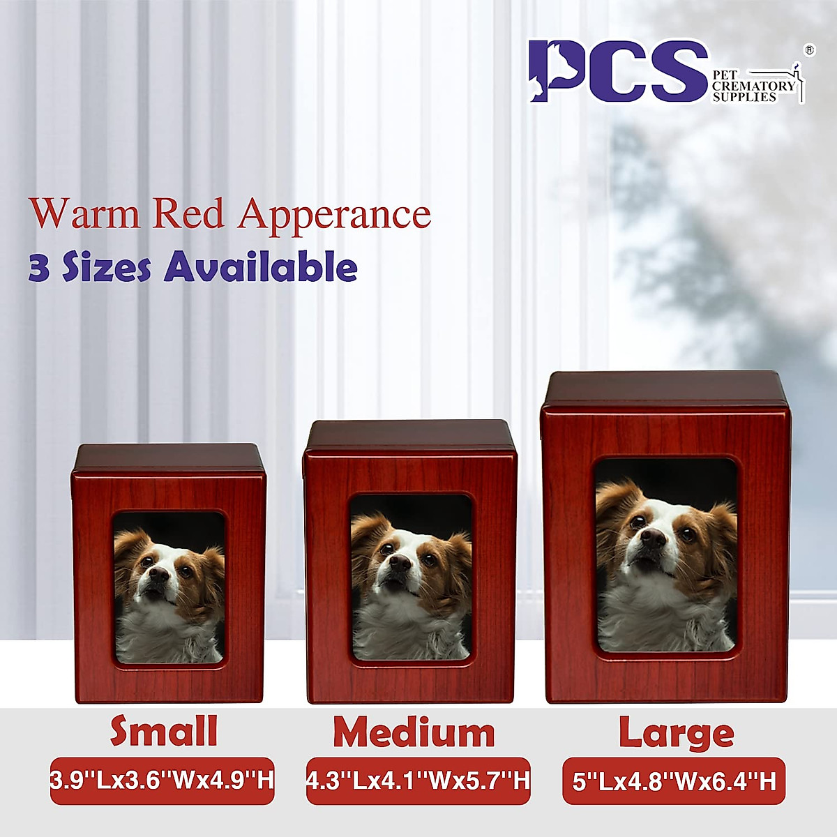 PCS Pet Urns for Dogs Ashes, Dog Photo Urn, Urns for Dog Ashes, Pet Cremation Box Red-Small