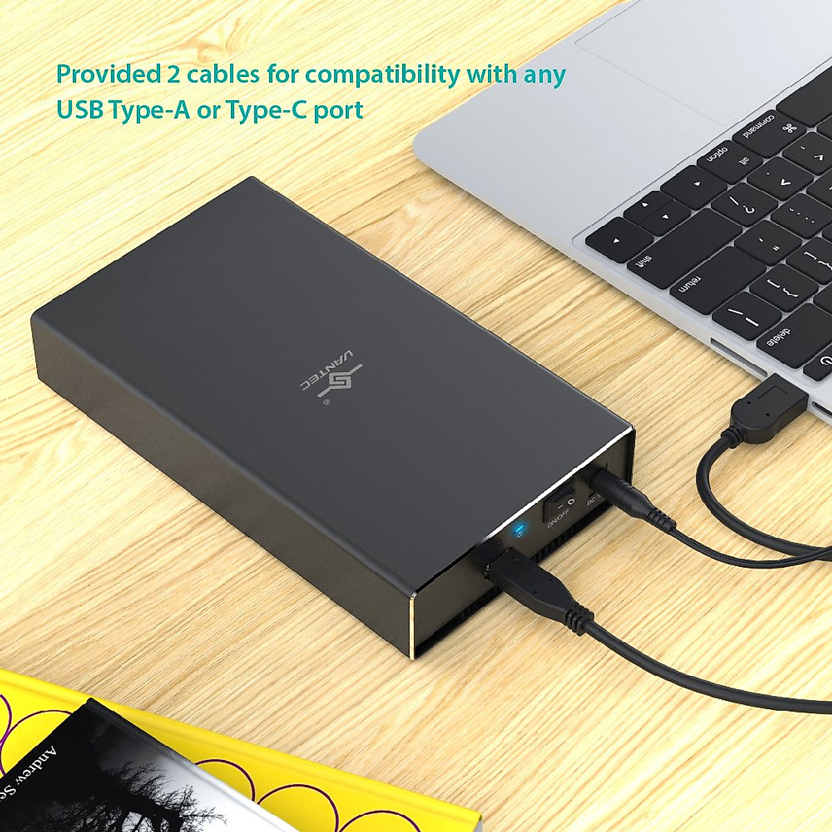Vantec NST-371C31-BK NexStar Gx USB 3.1 Gen 2 Type-C 3.5" Sata HDD/SSD Enclosure, Comes with C to C and C to A Cable, Aluminum Casing, Black
