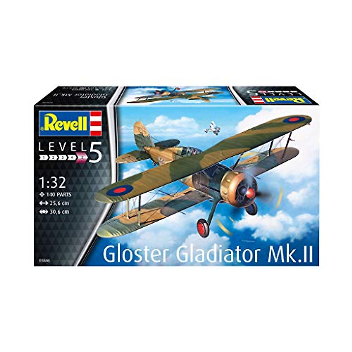 Revell 03846 Gloster Gladiator Mk. II, Flugzeugmodell 1:32, 26,2 cm Model Kit, Unvarnished
