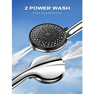 High Pressure Filtered Shower Head, 5" Large, Extra Long 70" SS Hose,10-mode Detachable Shower Head Filter for Hard Water, Handheld Shower Head for Bathroom, Anti-clog&Power Wash to Clean Tile & Pets