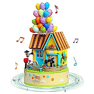 QLT Balloon Up House Music Box Building Block for Adults Girls Age 8-14 Yrs (528 PCS) Compatible with Lego Disney, Girls Toys for Valentine and Birthday Gifts