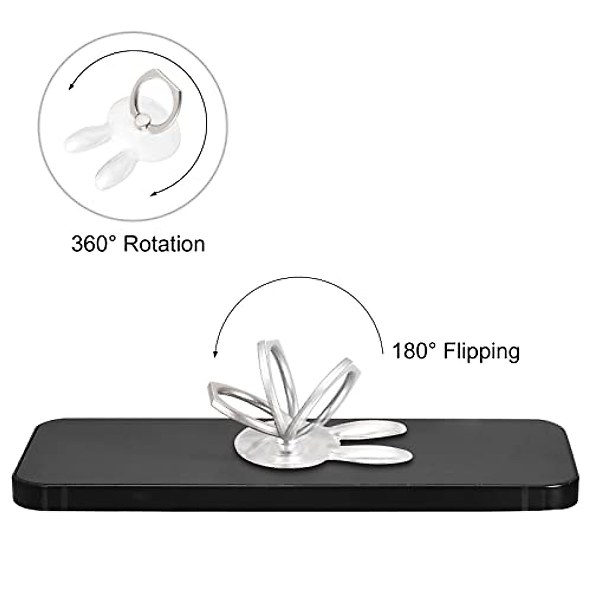 uxcell Transparent Phone Ring Holders, Clear Finger Grip Stand for Phone, Case, Tablet (Rabbit Shape), 4Pcs