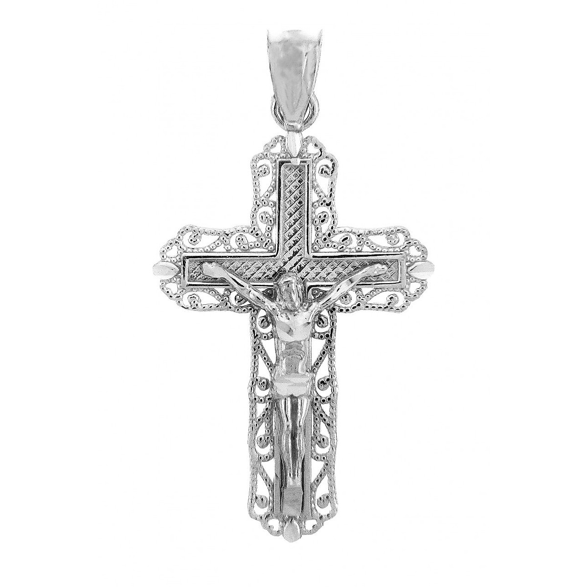 Religious Jewelry 925 Sterling Silver Crucifix Filigree Charm Pendant