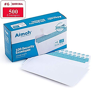 #6 3/4 Security Tinted Self-Seal Envelopes - No Window, Size 3-5/8 X 6-1/2 Inches - White - 24 LB - 100 Count (34600)