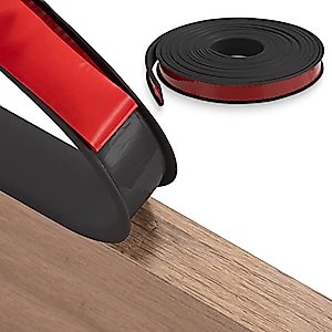 FAKILO U-Shape Edge Banding, 16.4ft TPE Self Adhesive Veneer Edging Trim Flexible Edge Protector, Furniture Edge Strip for Countertop Table Cabinets Shelves Restoration (7/20'' (9mm),Black)