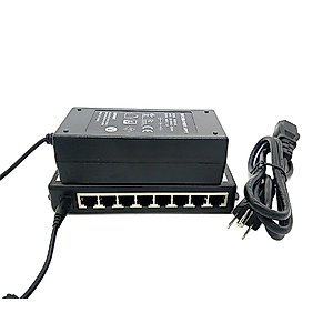 iCreatin 8-Port Passive Power Over Ethernet PoE+ Injector Adapter with 48V 65W Power Supply for 8 POE Enabled IP Camera, VOIP Phones, Access Points and More, 10/100Mbps