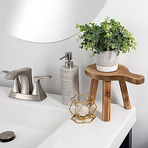 Rustix Mini Wooden Stool w/Handle - Rustic Decorative Mini Pedestal - Ideal Accent Stool for Small Decor, Plants and Trinkets - 9.3 L x 6.5 H x 5.8 W