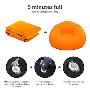 STARBRILLIANT Lazy Inflatable Sofa with Air Pump, Foldable Lounge Chair, Single Person Plush Sofa, Inflatable Outdoor Study Chair,43″x43″x43″