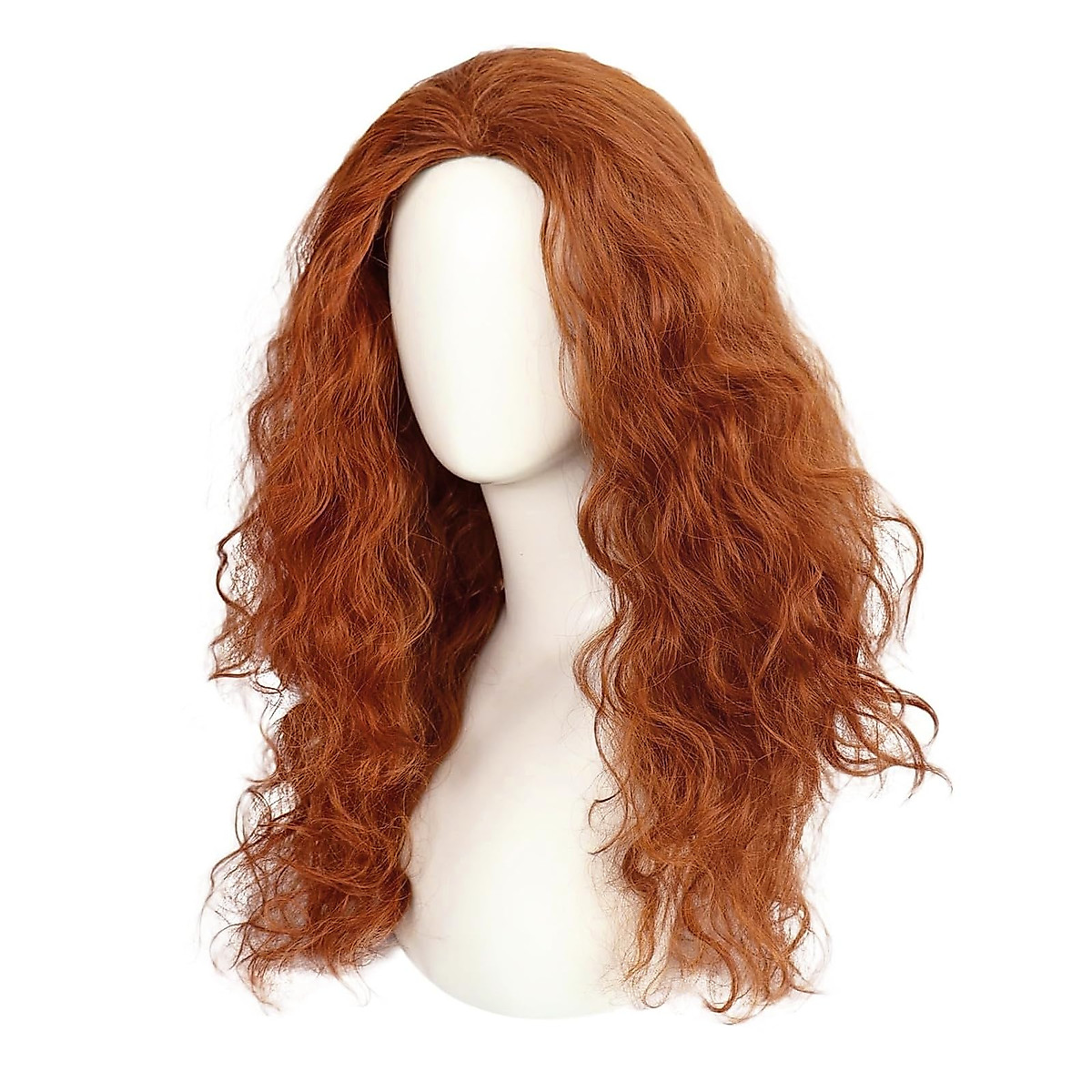 ANOGOL Wig Cap+ Reddish Brown Orange Curly Princess Wig Cosplay, Copper Red Orange Long Curly Wig Princess Dress Up Wig Halloween Costume, Long Orange Ginger Curly Wig for Party