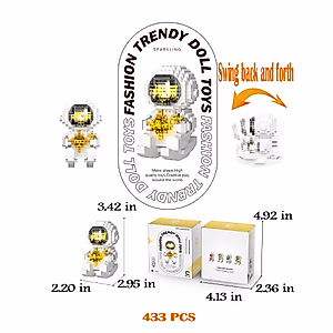 Elegrafy Rocking Astronaut Holding Star Mini Building Blocks Micro Building Kits for Kids and Adults Space Toys with LED Lighting Kit Compatible with Nano (433 Pieces)