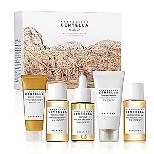 SKIN1004 Madagascar Centella Travel Kit | Toner, Ampoule, Soothing Cream, Cleansing Oil, Ampoule Foam | Basic Skincare Box | Compact Size | Soothing Calming