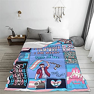 AJIIUSV Transgender Throw Blanket LGBT Flannel Fleece Blankets for Couch Sofa Indoors Outdoors Party Travel 50x60in