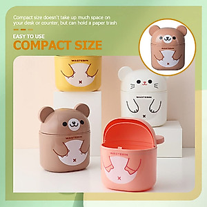 Zerodeko Desktop Trash Can Dorm Trash Can Office Trash Cans for Near Desk Mini Desk Trash Can Plastic Trash Can with Lid Tabletop Trash Can Desk Trash Can Mini Kawaii Trash Can Waste Basket