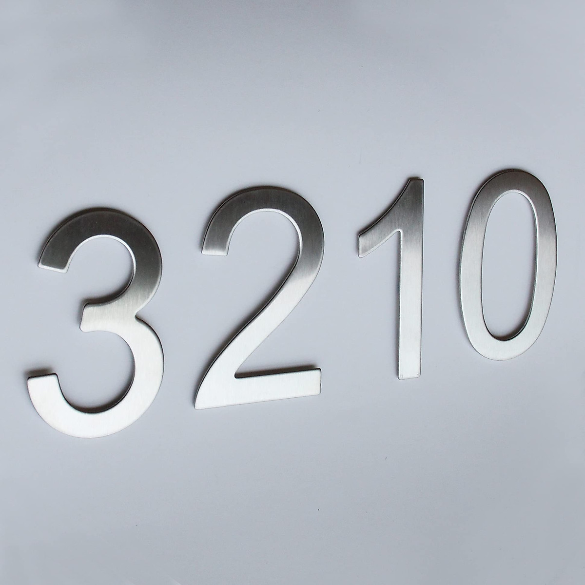 3 Inch House Numbers Sticker Stainless Steel, Self-Stick Metal Address Mailbox Number Satin Sign 3