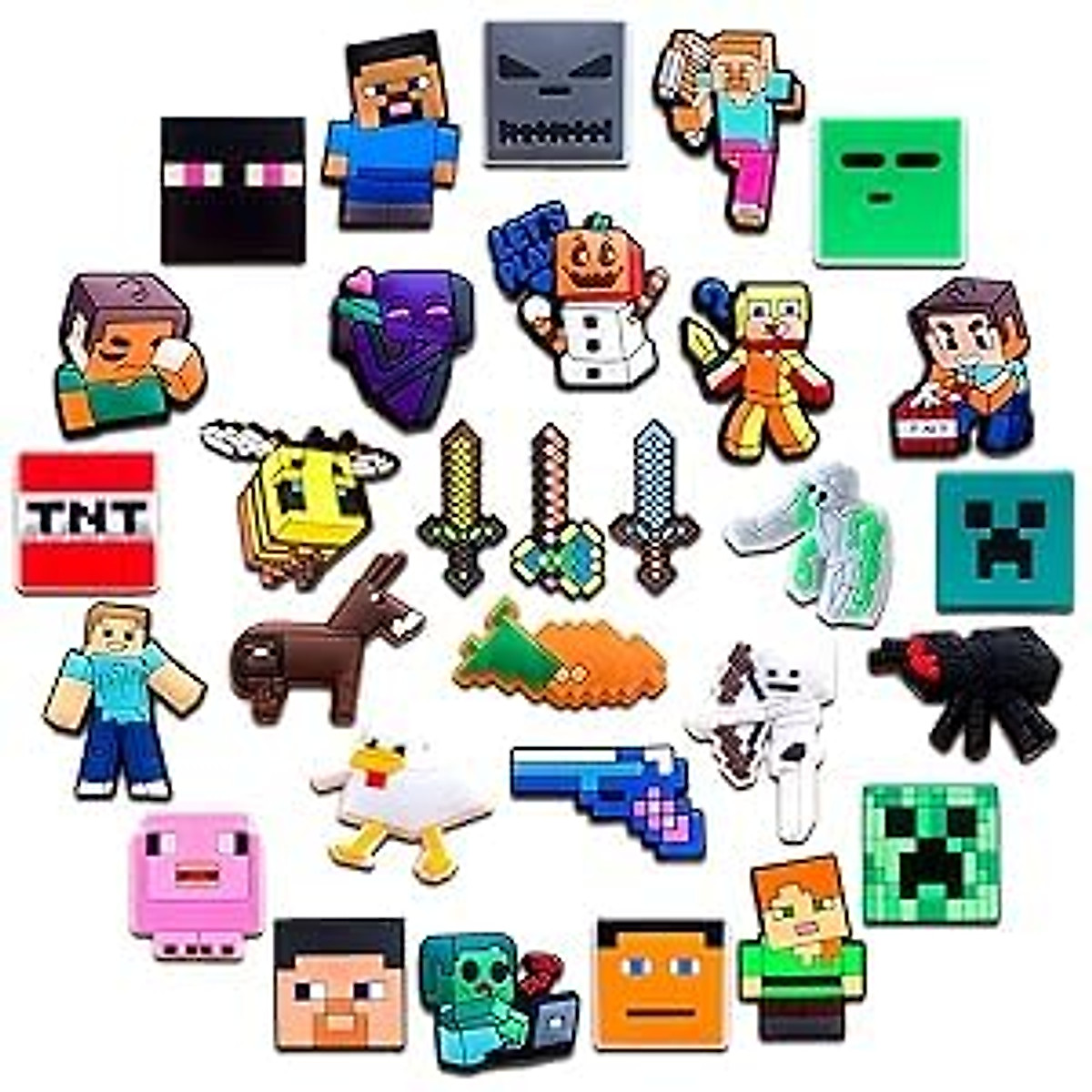 30 45Pcs Game Shoe Charms for Clog Sandals Decoration,Video Game Shoes Decoration Accessories for Kids Boys Girls Party Favor Gifts (30)