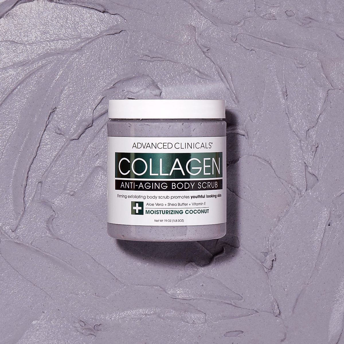 Advanced Clinicals Collagen Exfoliating Body Scrub W/Vitamin E Oil + Pumice + Coconut Oil | Moisturizing Body Wash For Women | Skin Care Exfoliator Scrub To Remove Acne, KP Bumps, & Dead Skin, 19 Oz