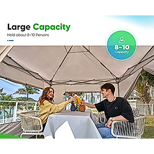 Quictent Privacy 10’x10’ Pop up Canopy Tent Enclosed Instant Gazebo Shelter with Sidewalls and Mesh Windows Waterproof (Beige)