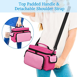 LoDrid Carrying Case Compatible with Toniebox, Portable Bag with Shoulder Strap for Audio Player Starter Set, Headphones Charging Station Storage, Rose Red (Bag Only)(Patent Design)