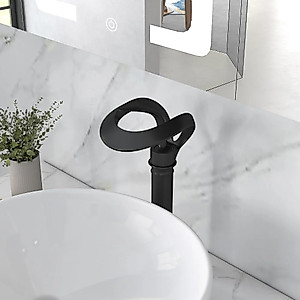 Lovedima Elegant Tall Waterfall Single Handle 1-Hole Bathroom Vessel Sink Faucet Solid Brass Lavatory Vanity Sink Faucet,Black
