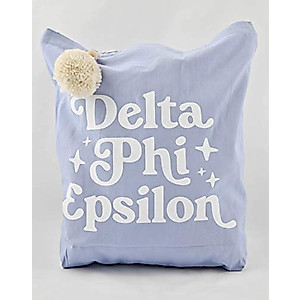 Delta Phi Epsilon Retro Pom Pom Tote Bag