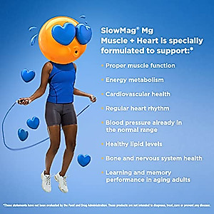 Slow-Mag Mg Muscle + Heart Magnesium Chloride with Calcium Supplement for Support of Heart, Muscles & Nervous System, 120 Count
