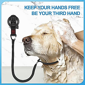Dog Bathing Tether with Heavy Suction Cup, Dog Grooming Tub Restraint Soft Nylon Leash with Adjustable Collar for Pet Dog Cat Shower and Grooming