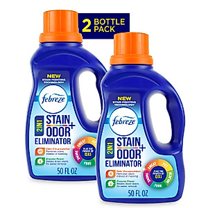 Febreze Laundry Detergent Additive, Original Strength In Wash Odor Eliminator, Designed to Remove Odors in a Single Wash Caused by Sweat, Food, Smoke, Fresh Scent, 50 fl oz (2 Pack)