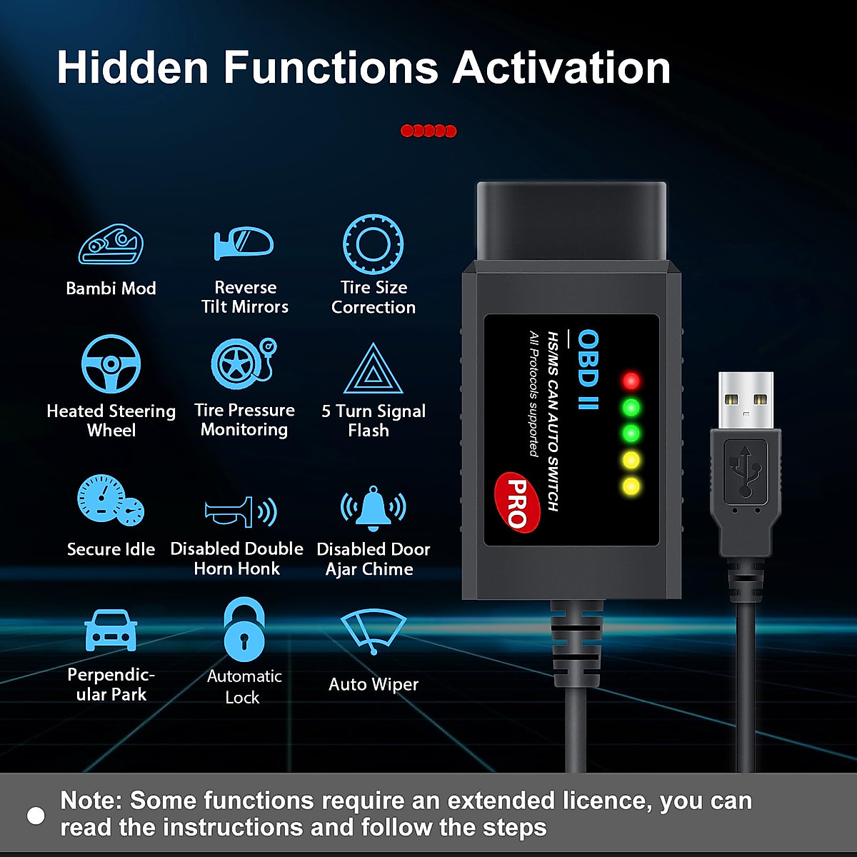 FScan OBD2 Adapter USB ELM327 Scanner Compatible with Ford F150 F250, Automatic (MS/HS) CAN Switching OBDII Diagnostic Scan Tool for Ford Lincoln Mazda Mercury