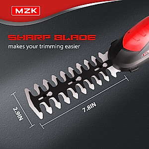 MZK 8'' Cordless Grass Shear, 20V Handed Electric Bush Trimmer, Hedge Trimmer, Portable Battery Operated Shrubber Trimmer(2AH Battery and Charger Included)