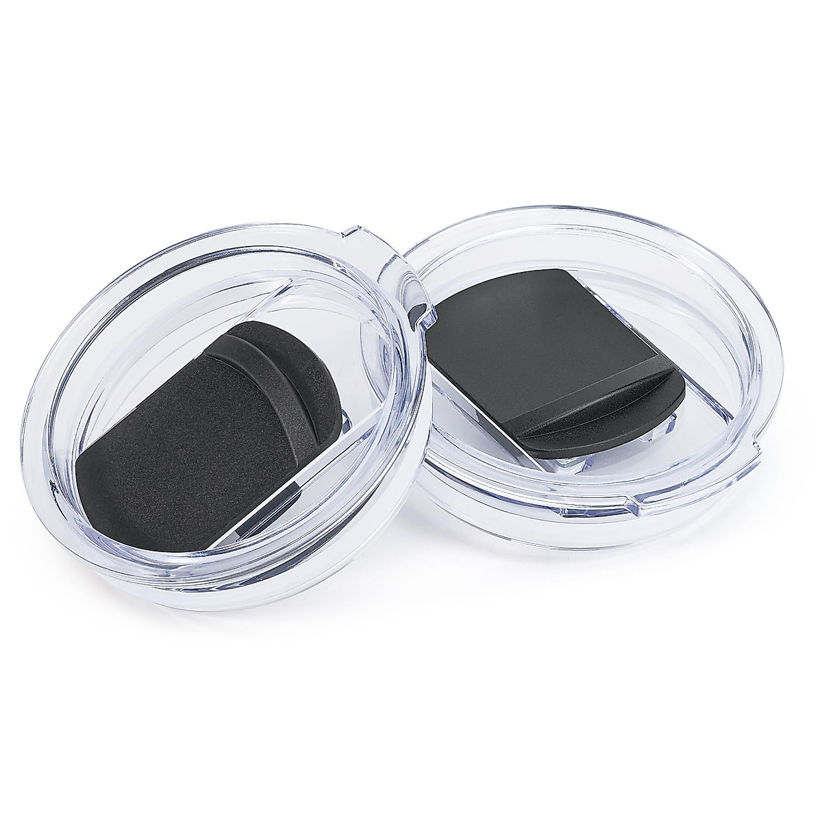 Lid for SUNWILL 14oz Mugs and 20oz Tumblers Only, Spill and Splash Resistant Sliding Covers Replacement 2 Pack Black, Straw Friendly, BPA Free