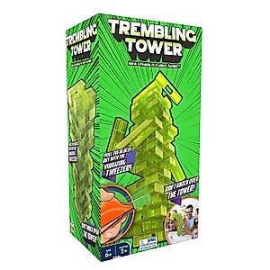 Fotorama Trembling Tower, The Ultimate Vibrating Stacking Game, Pull Blocks Out with Vibrating Tweezers, Extra Challenge, Precision & Fine Motor Skills, Keep Steady or Tumble Down, Players 2+,Ages 6+