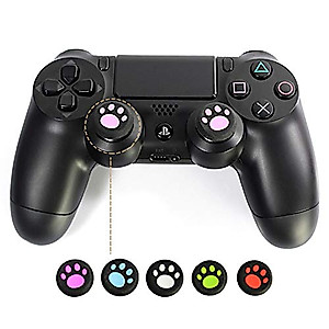 Silicone Thumb Grip Cap Cover Thumbstick Joystick for Sony PS3 PS4 PS2 Xbox One Xbox 360 Xbox One X S PS4 Pro Slim Cat Print (Pink+Green)