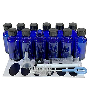 Bioll 30ml (1 oz) glass bottle. Essential oil bottle with lid. For Perfume, Aromatherapy, Lab Refillable Sample Vials - 12 Pack (Clear)