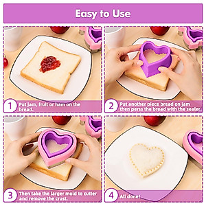 NPET Sandwich Cutter and Sealer 10 Pcs, Decruster Sandwich Maker for Uncrustables Peanut Butter and Jelly Sandwich Cutter for Kids Lunch DIY Uncrustable Maker Cookie Cutter Set Boy Girl